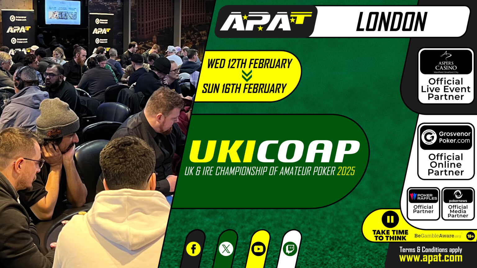 UK & Ireland Championship of Amateur Poker (UKICOAP) Aspers London Wed 12 - Sun 16 Feb 2025 - APAT